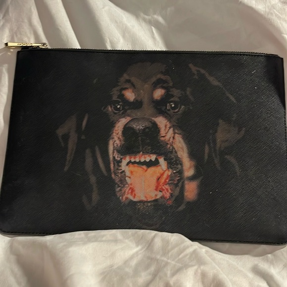 Givenchy | Bags | Givenchy Black Canvas Clutch Rottweiler 2x 8 | Poshmark